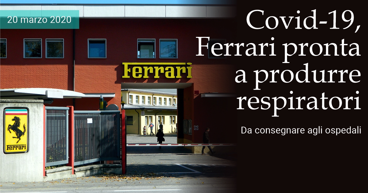 Covid-19, la Ferrari pronta a produrre respiratori
