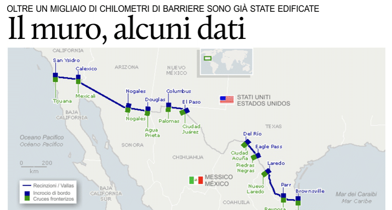 Il muro tra gli Stati Uniti e il Messico: alcuni dati.